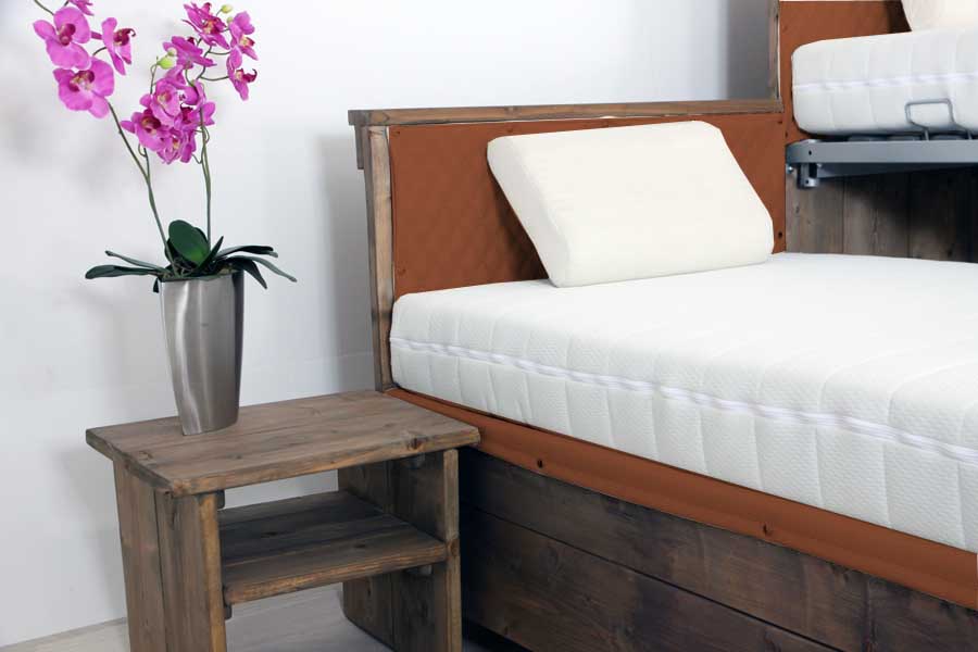 Stoer steigerhouten de luxe, 180 cm breed 2 pers. hoog laag bed ...